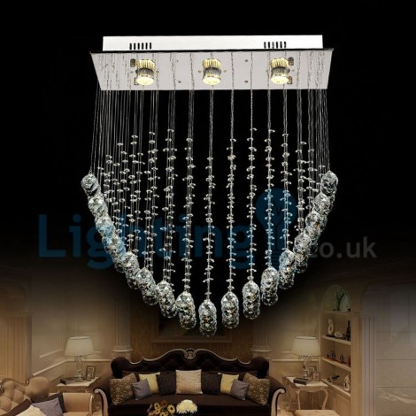 3 Light Heart Modern Classic Downlight Electroplated Chandelier Crystal ...